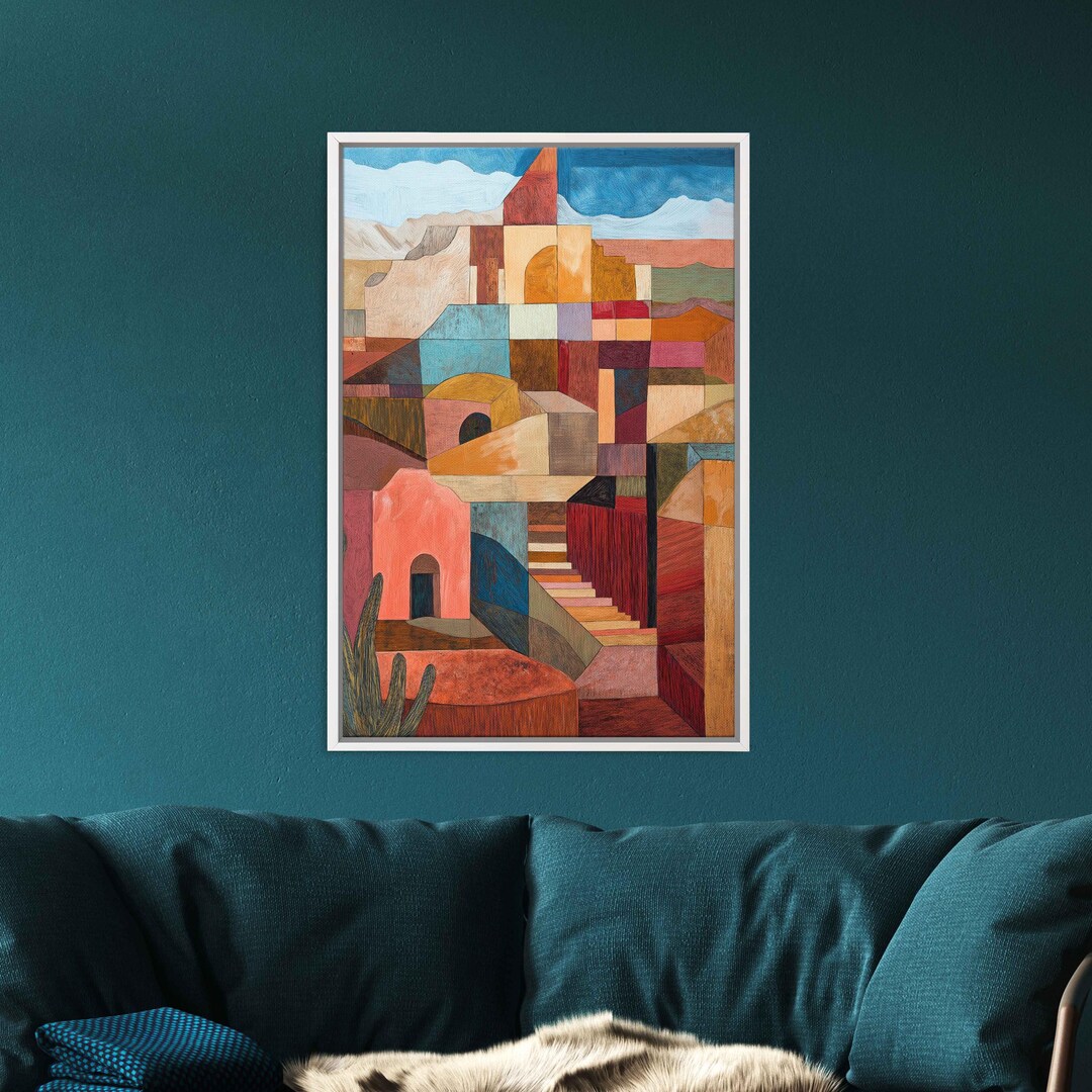 Southwestern Landscape Abstract, Wall Art Canvas Print, Bold Geometric ...