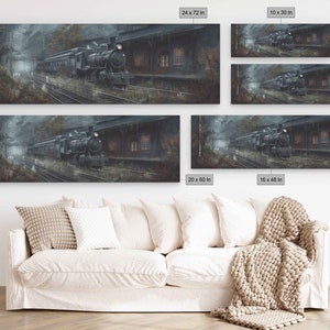 Spooky Old Train Station With Creepy Steam Engine Wall Art Canvas Print ...