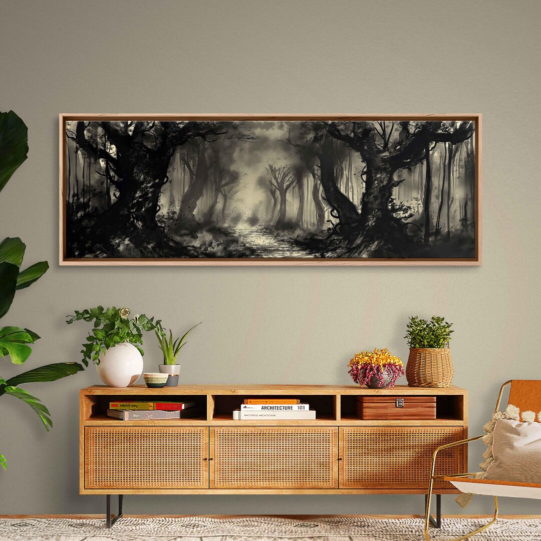 Winding Path Through Dark Forest Wall Art Canvas Print, Twisted Trees ...