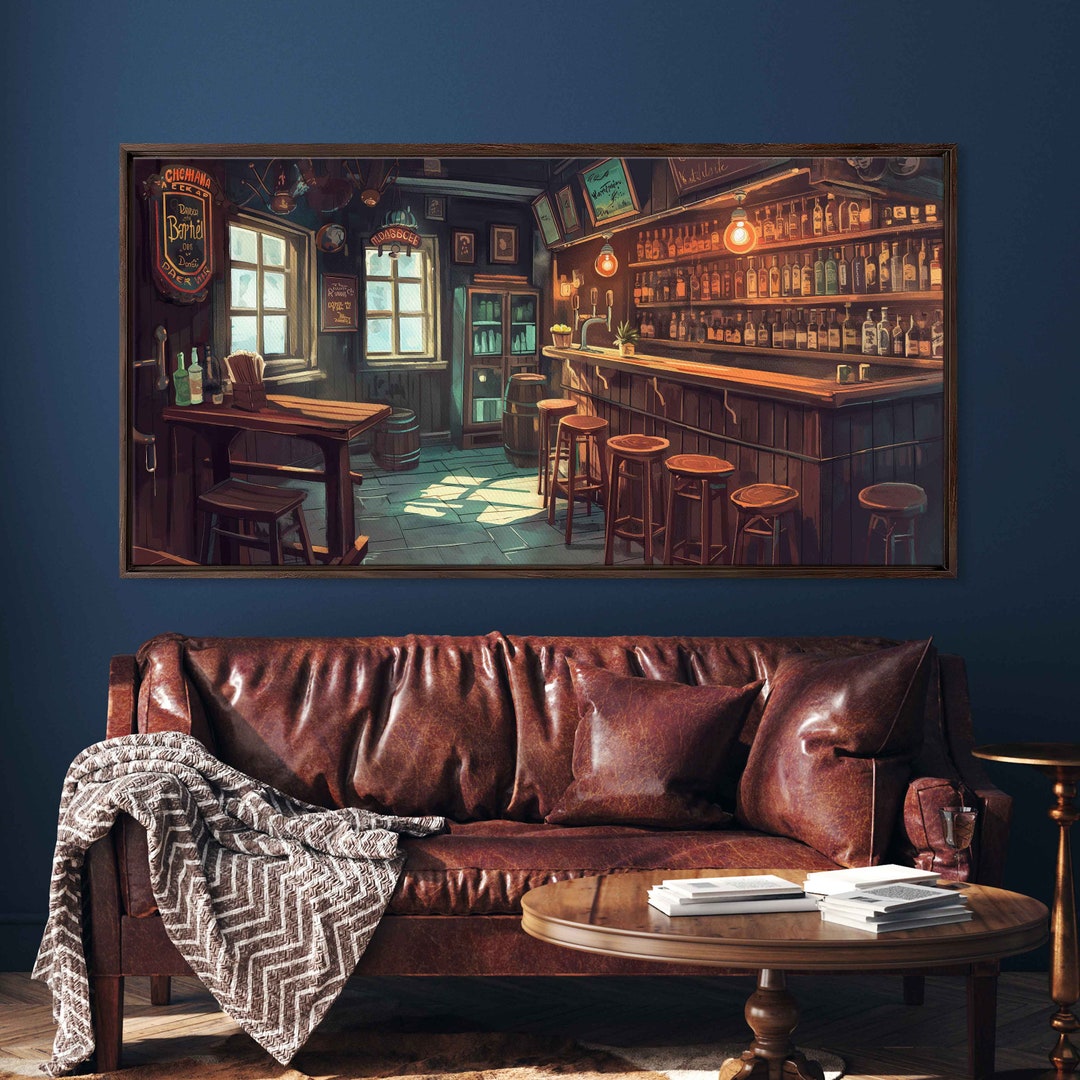 Cartoon Pub Art, Cozy Tavern, Relaxing Pub, Canvas Wall Art Print ...