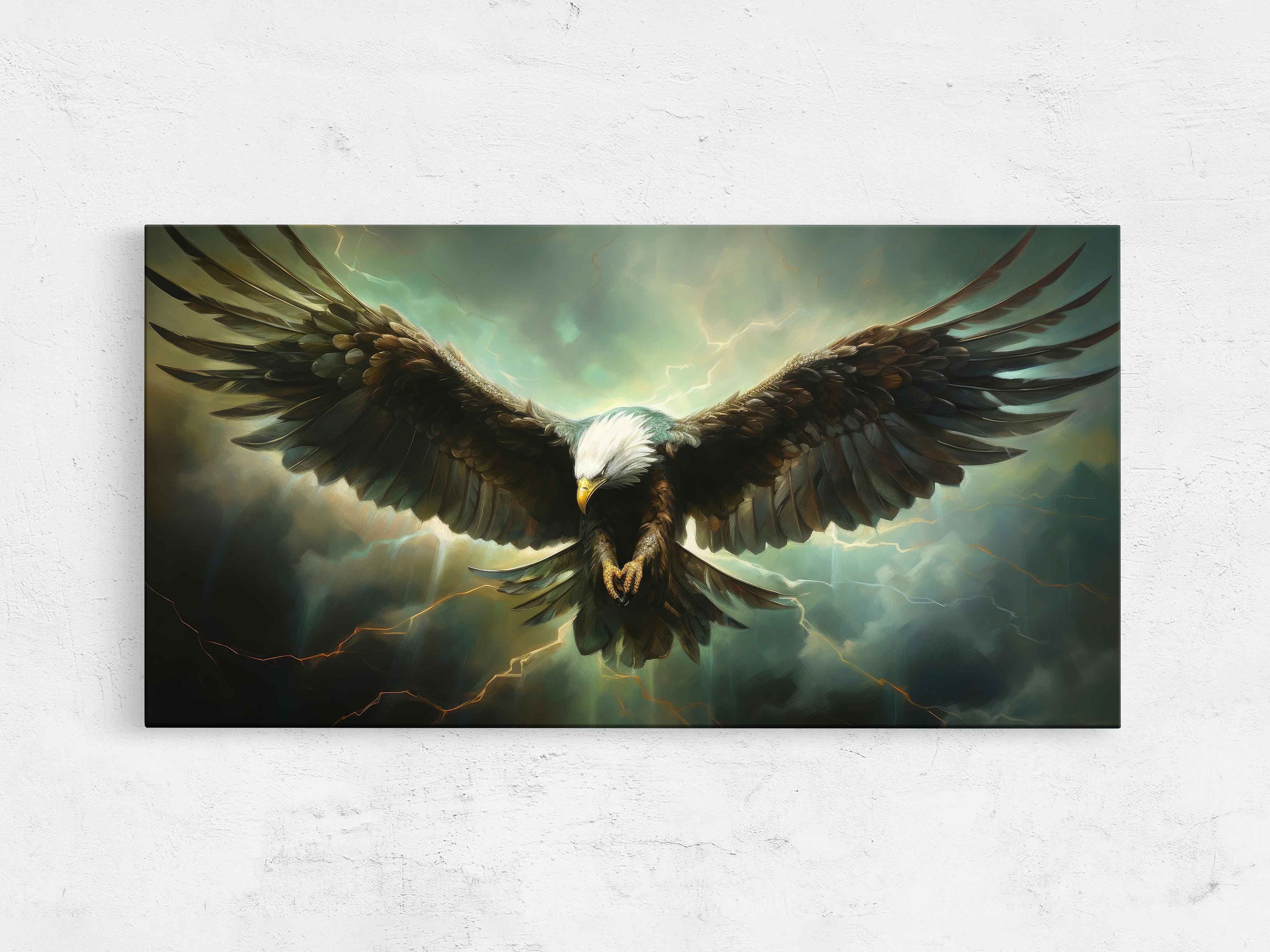 Bald Eagle in Lightning Storm Framed Canvas Print Ready to - Etsy