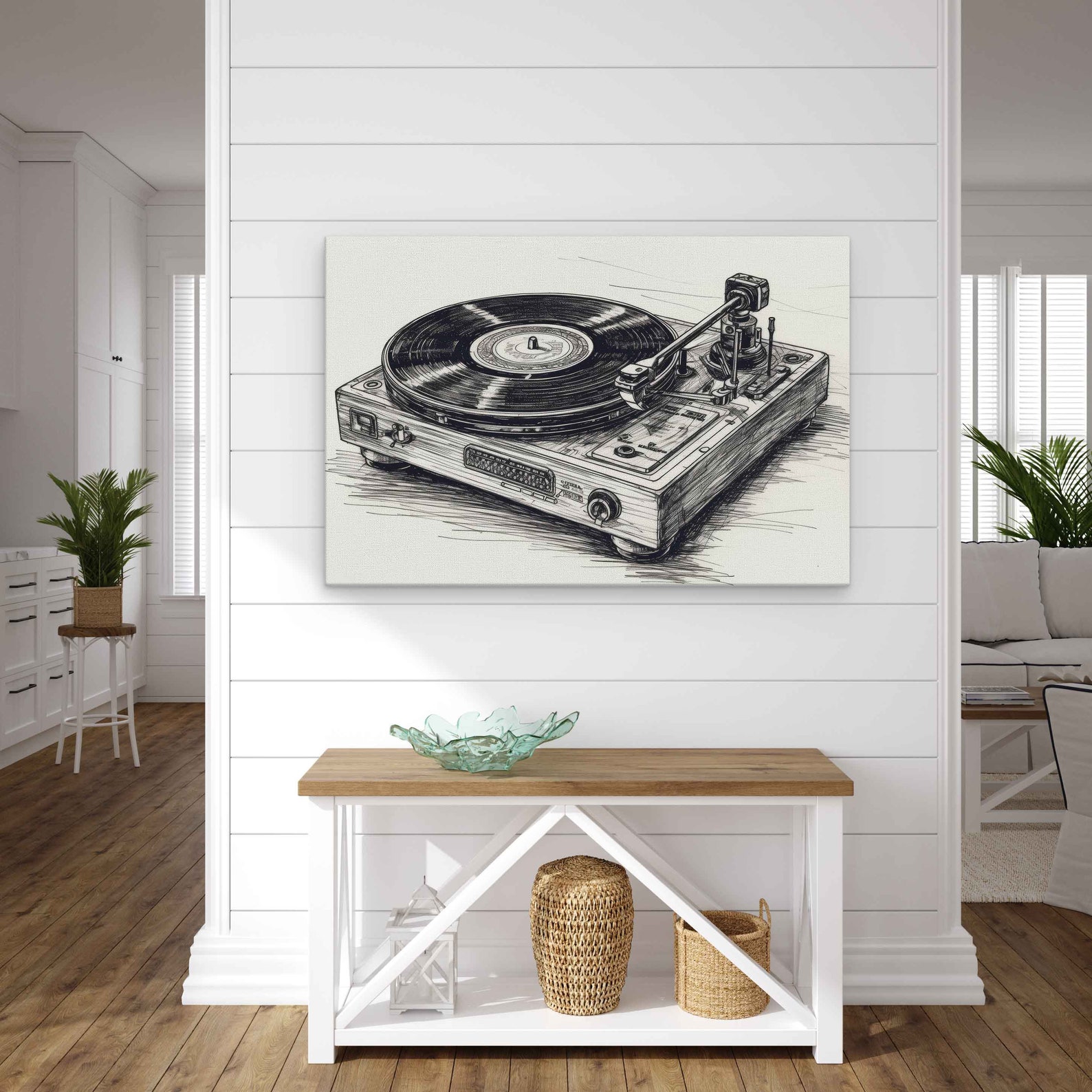 Record Player Drawing, Expressionist Pencil Art, Digital Illustration ...