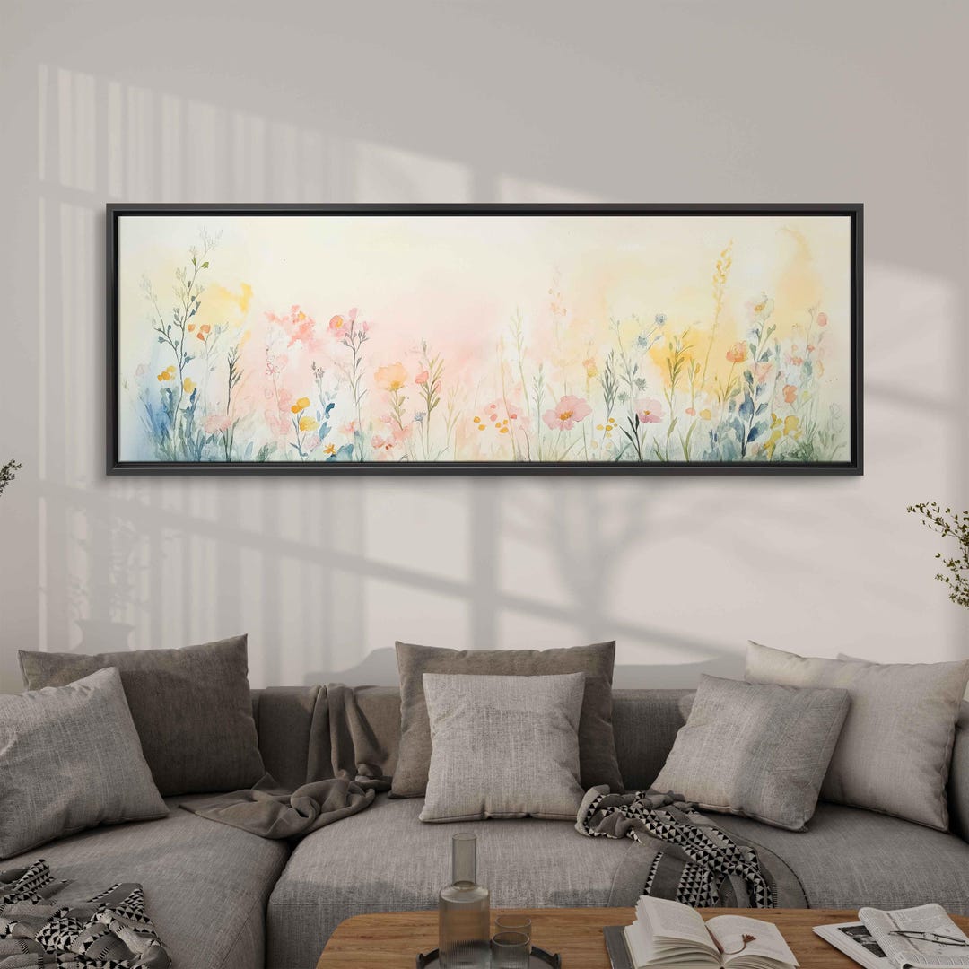 Dreamy Wildflowers Meadow, Wall Art Canvas Print, Watercolor Floral ...