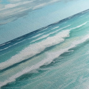 Calm Ocean Waves on Sandy Beach, Cloudy Skies, Panoramic Painting ...