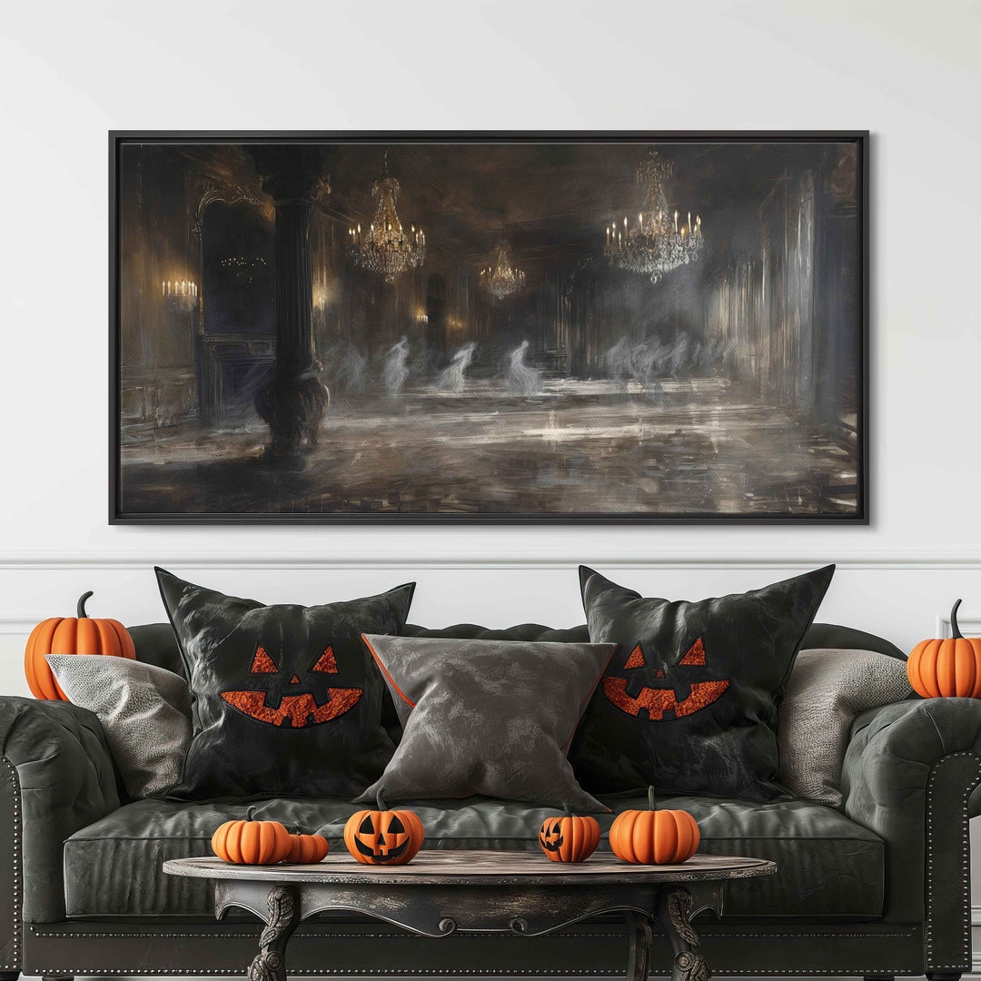 Ghostly Dancers in Victorian Ballroom Under Large Chandeliers Wall Art ...