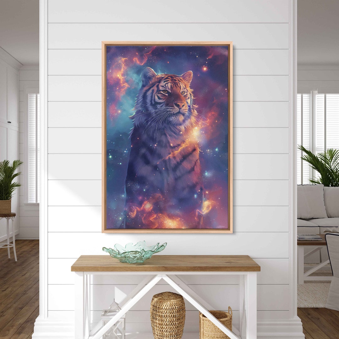 Astral Majestic Tiger Wall Art Canvas Print, Starry Sky, Outer Space ...