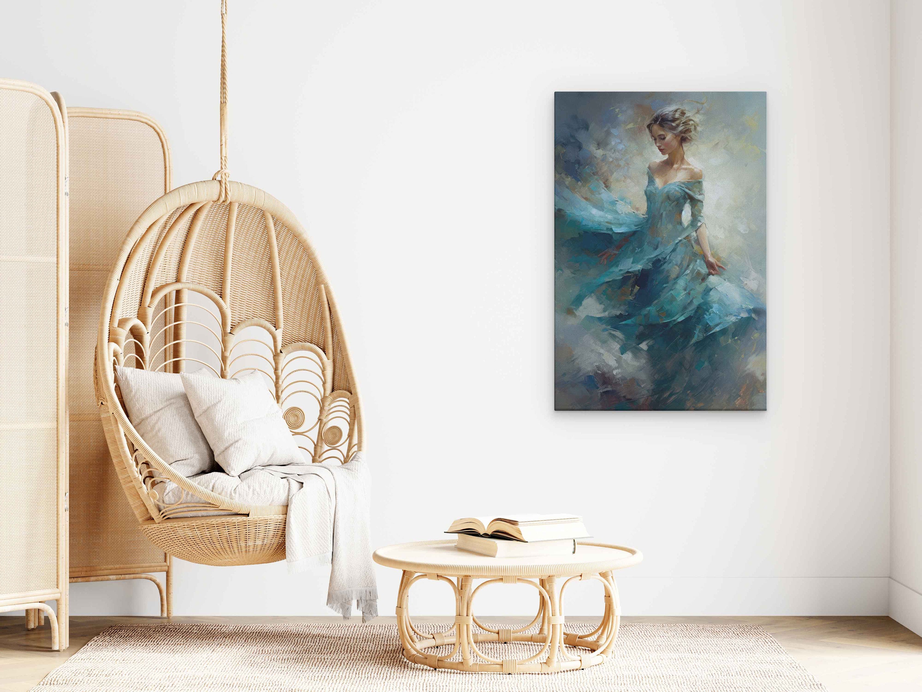 Abstract Print of A Beautiful Woman Dancing, Mesmerizing Dress Flowing ...