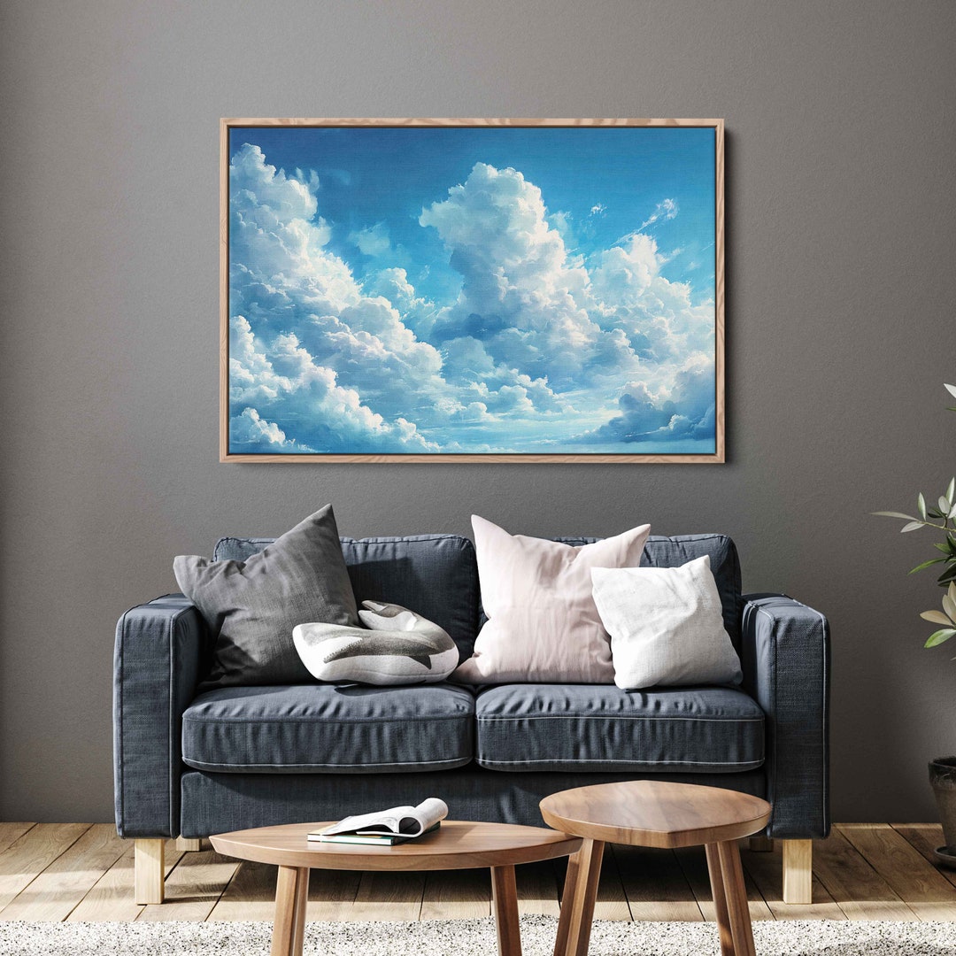 Fluffy White Clouds, Blue Sky, Canvas Wall Art Print, Ready to Hang - Etsy