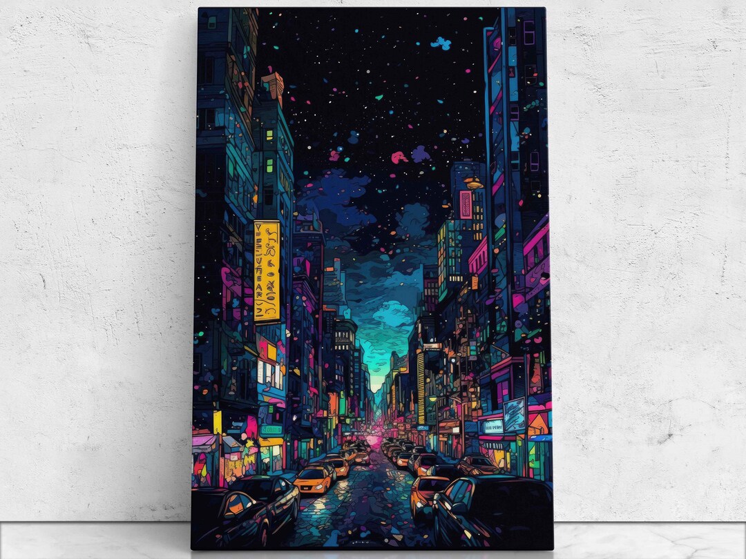 Colorful City Streets Landscape, Comic Book Style Art, Digital Print on ...