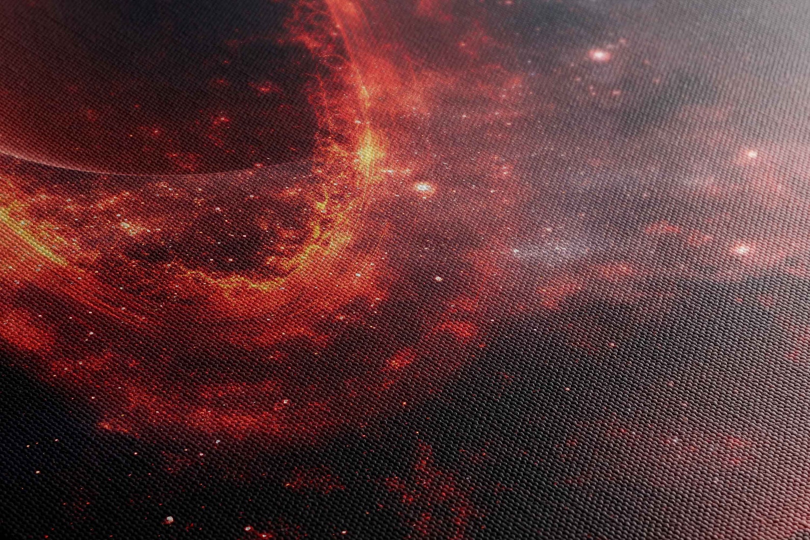 Crimson Red Planet Saturn With Rings in the Starry Sky Wall Art Canvas ...