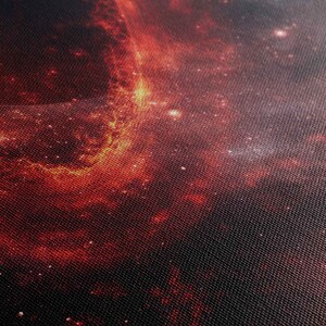 Crimson Red Planet Saturn With Rings in the Starry Sky Wall Art Canvas ...