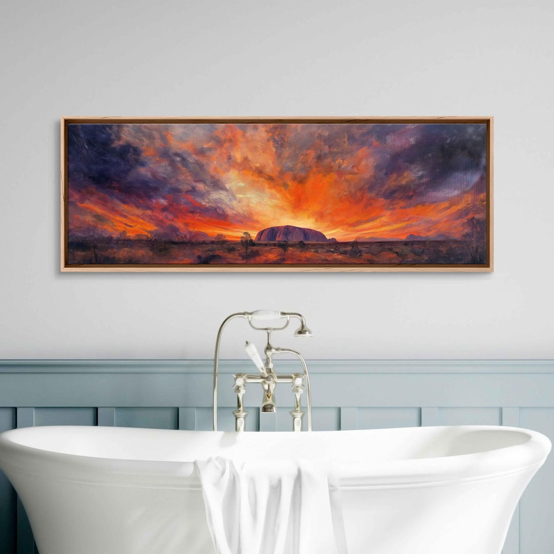 Australian Outback Sunset, Wall Art Canvas Print, Iconic Uluru, Fiery ...