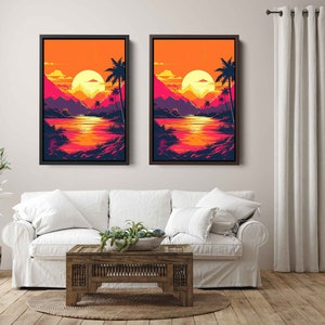 Tropical Summer Pop Art Landscape, Digital Illustration on Canvas ...