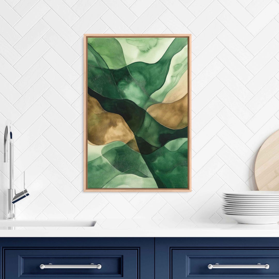 Organic Shapes in Earthy Greens, Wall Art Canvas Print - Etsy