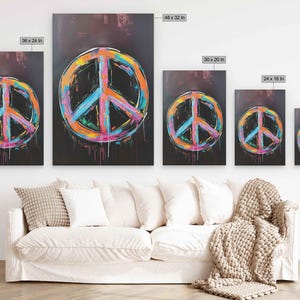 Pop Art Peace Sign Acrylic Wall Art Canvas Print, Trendy Painting ...