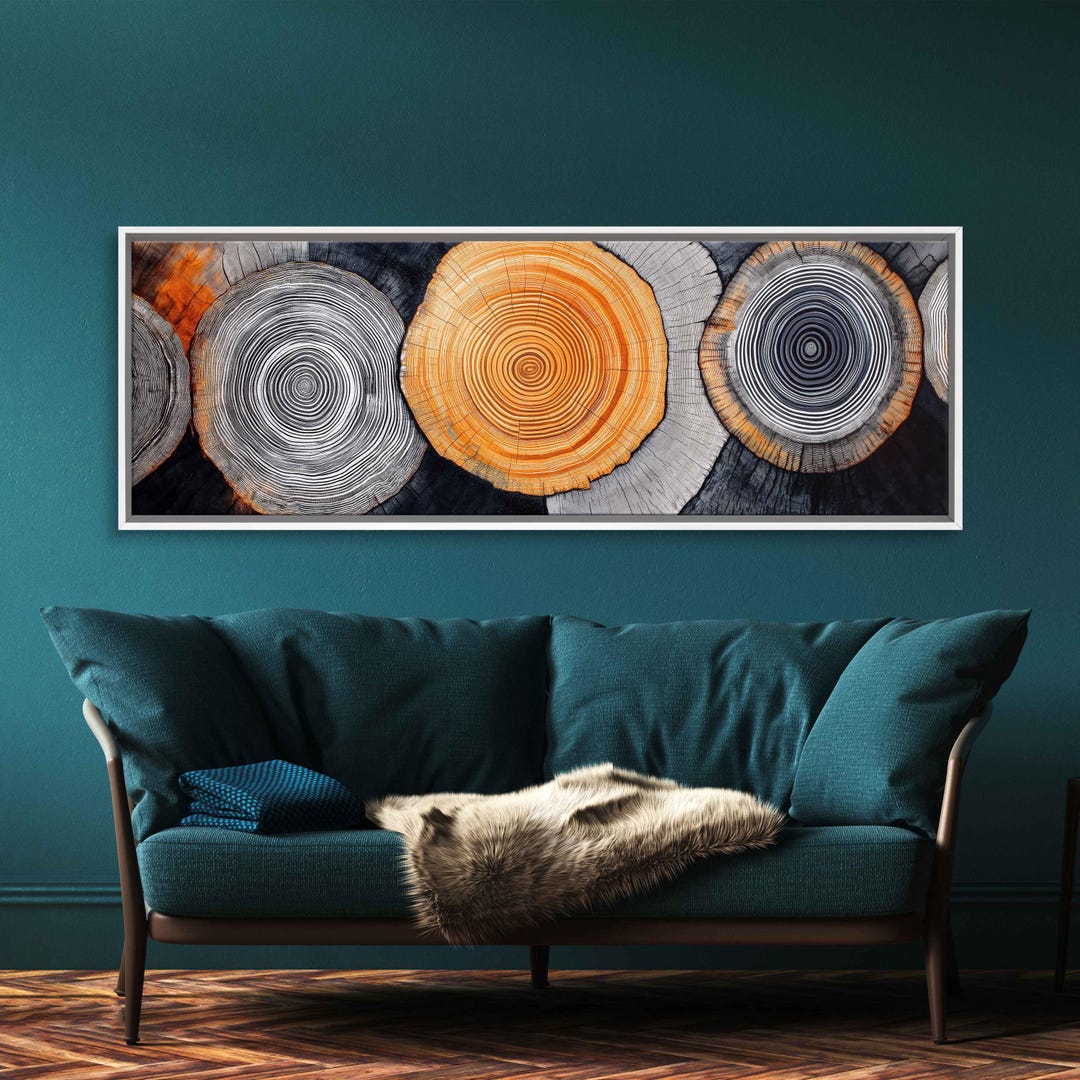 Colorful Tree Rings, Wall Art Canvas Print, Vibrant and Black and White ...