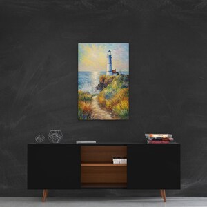 Lighthouse Oil Painting, High Resolution Digital Print on Canvas ...