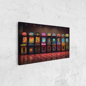 Arcade Wall Art, Panoramic Art, Extra Large Wall Art, Canvas Print, Ready to Hang, Arcade ...