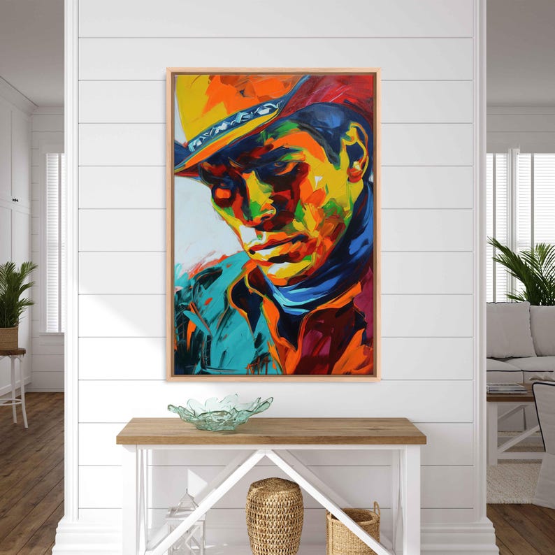 Pop Art Cowboy Closeup Acrylic Wall Art Canvas Print, Trendy Painting ...