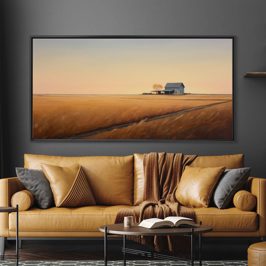 Minimalistic Rustic Farmland Wall Art Canvas Print, Old Farmhouse ...