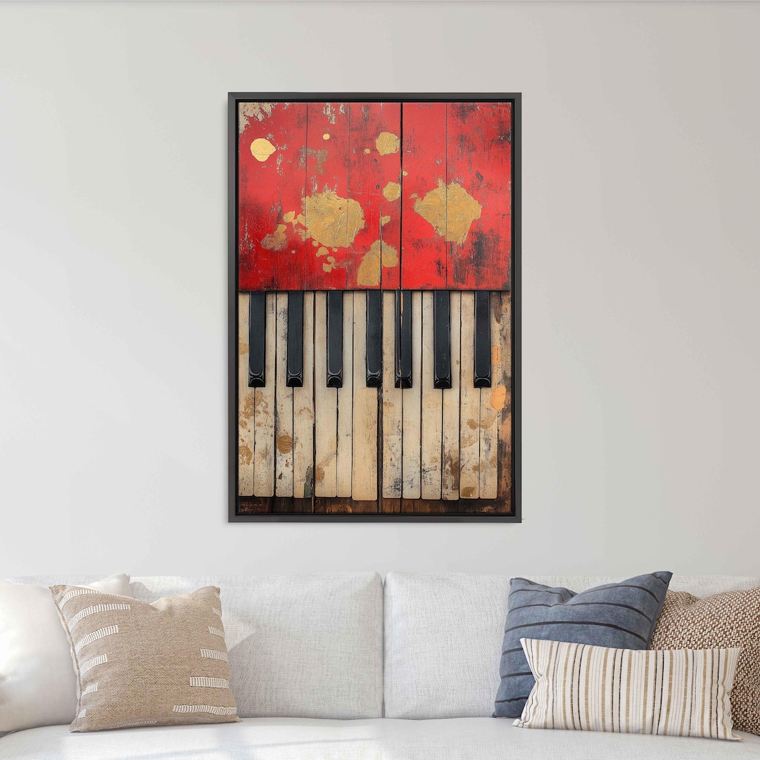 Surreal Ivory Piano Keys Collage, Wall Art Canvas Print, Whimsical and ...
