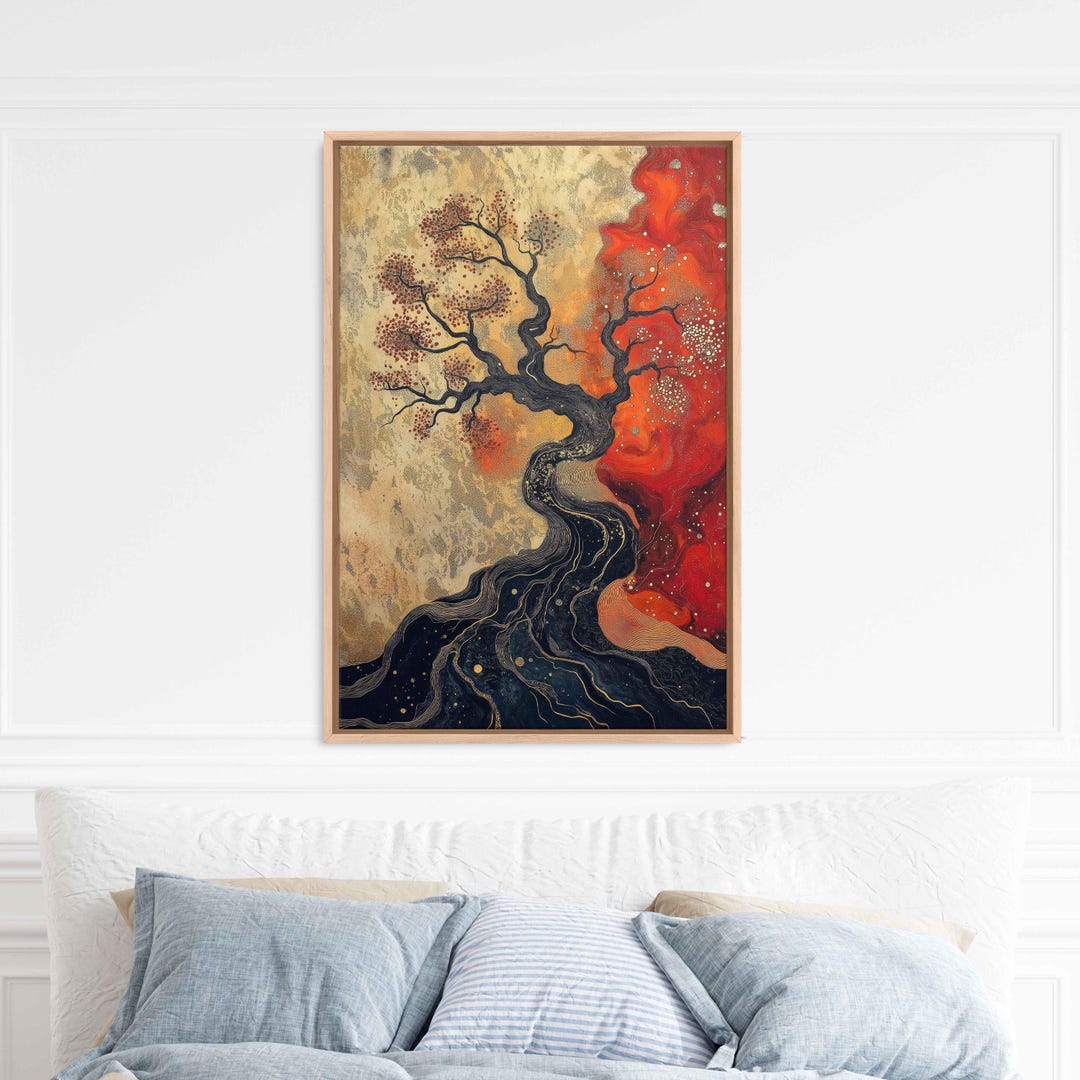 Nebula Tree Magic, Wall Art Canvas Print, Fluidic Elegance, Gold Leaf ...