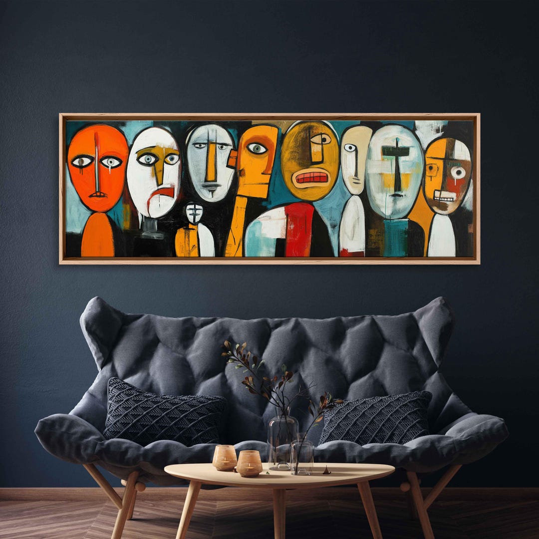 Diverse Faces in Church Gathering, Wall Art Canvas Print, Modern Oil ...