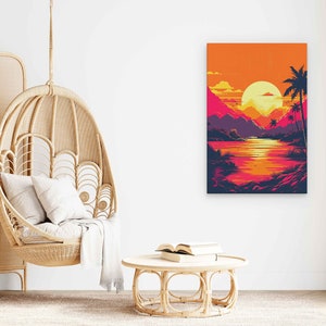 Tropical Summer Pop Art Landscape, Digital Illustration on Canvas ...