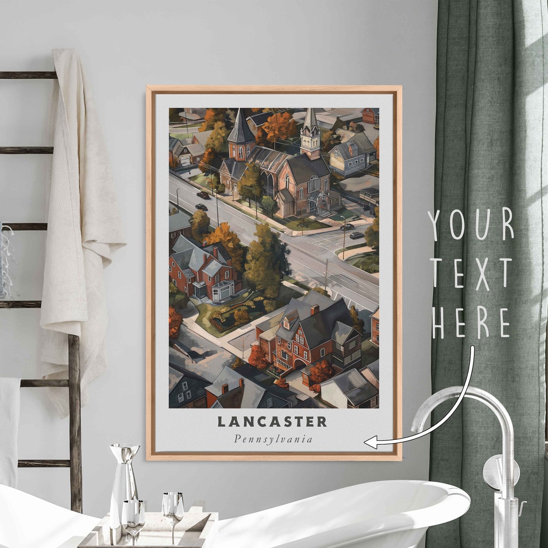 Lancaster Pennsylvania Acrylic Painting Travel Art, Framed Canvas Wall ...