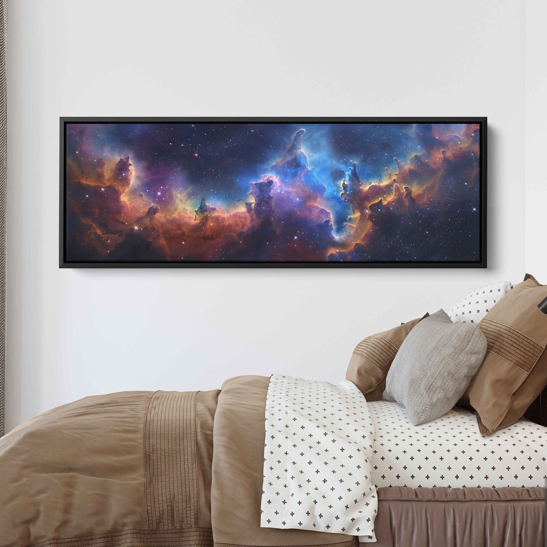 Vibrant Nebula, Starry Night Sky, Canvas Wall Art Print, Ready to Hang ...