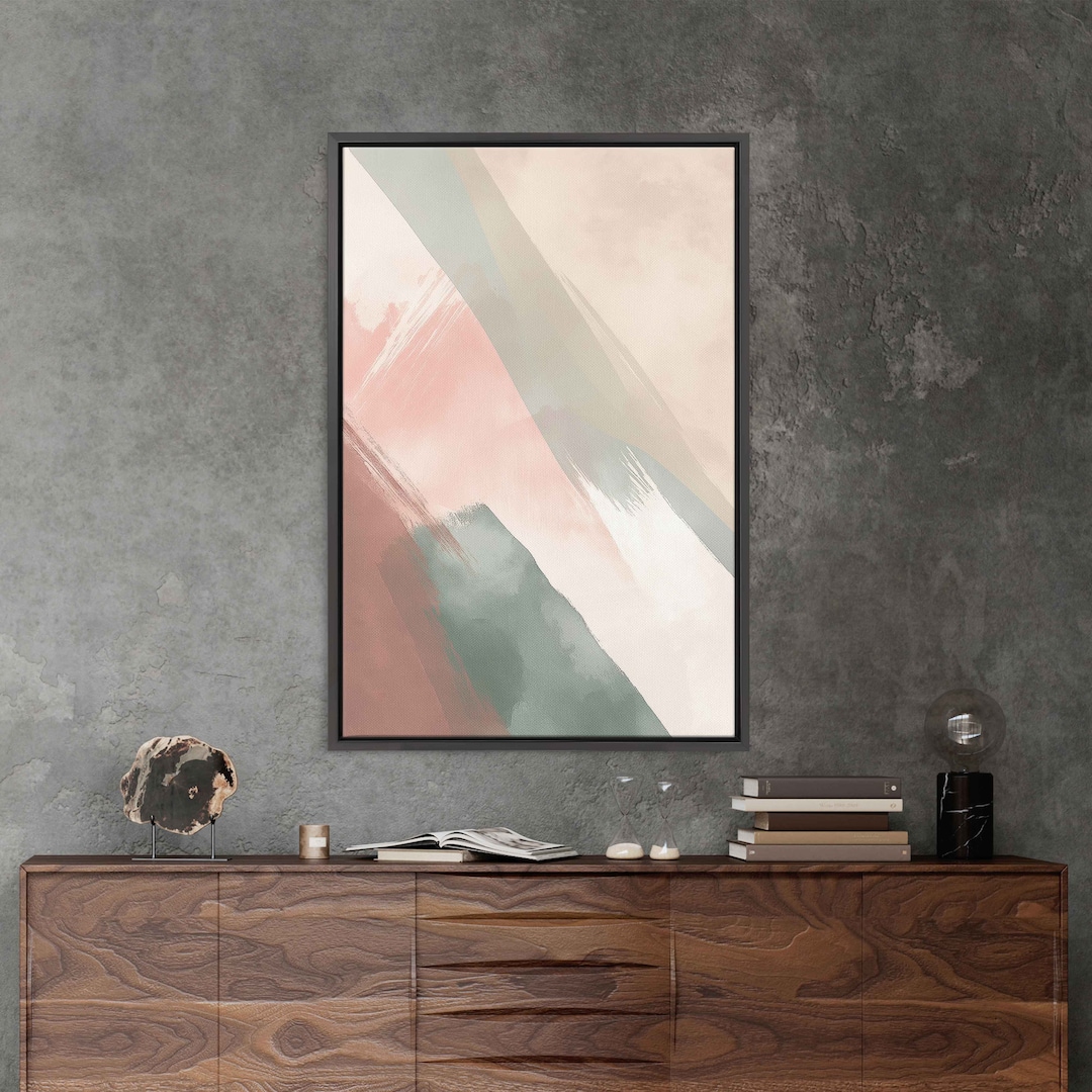 Soft Muted Pastel Color Brush Strokes Minimalist Abstract Wall Art ...