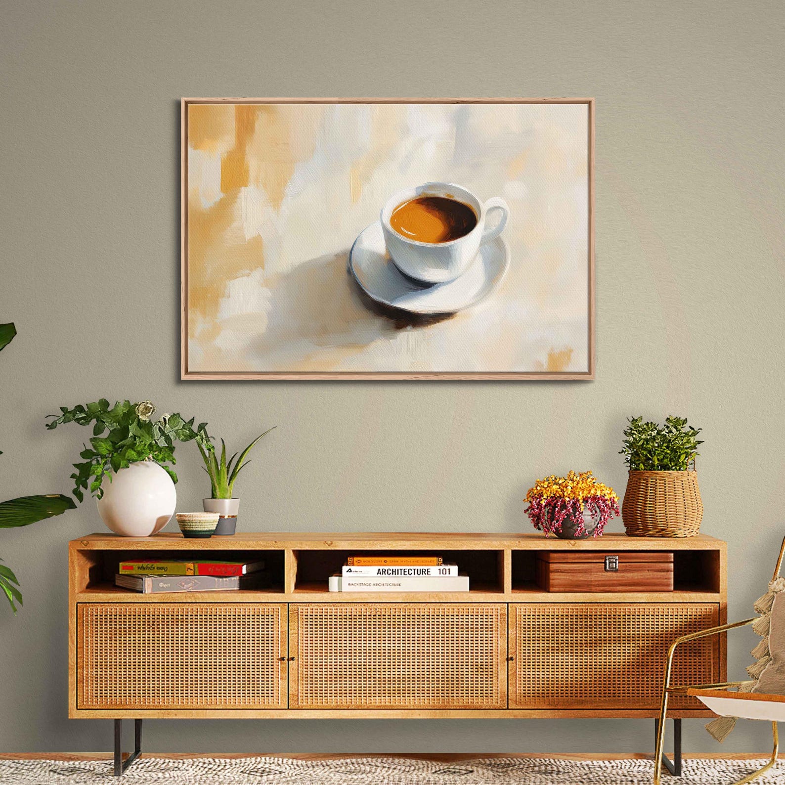 Hot Cup of Coffee Wall Art Canvas Print, Warm Colors, Gift for Her ...