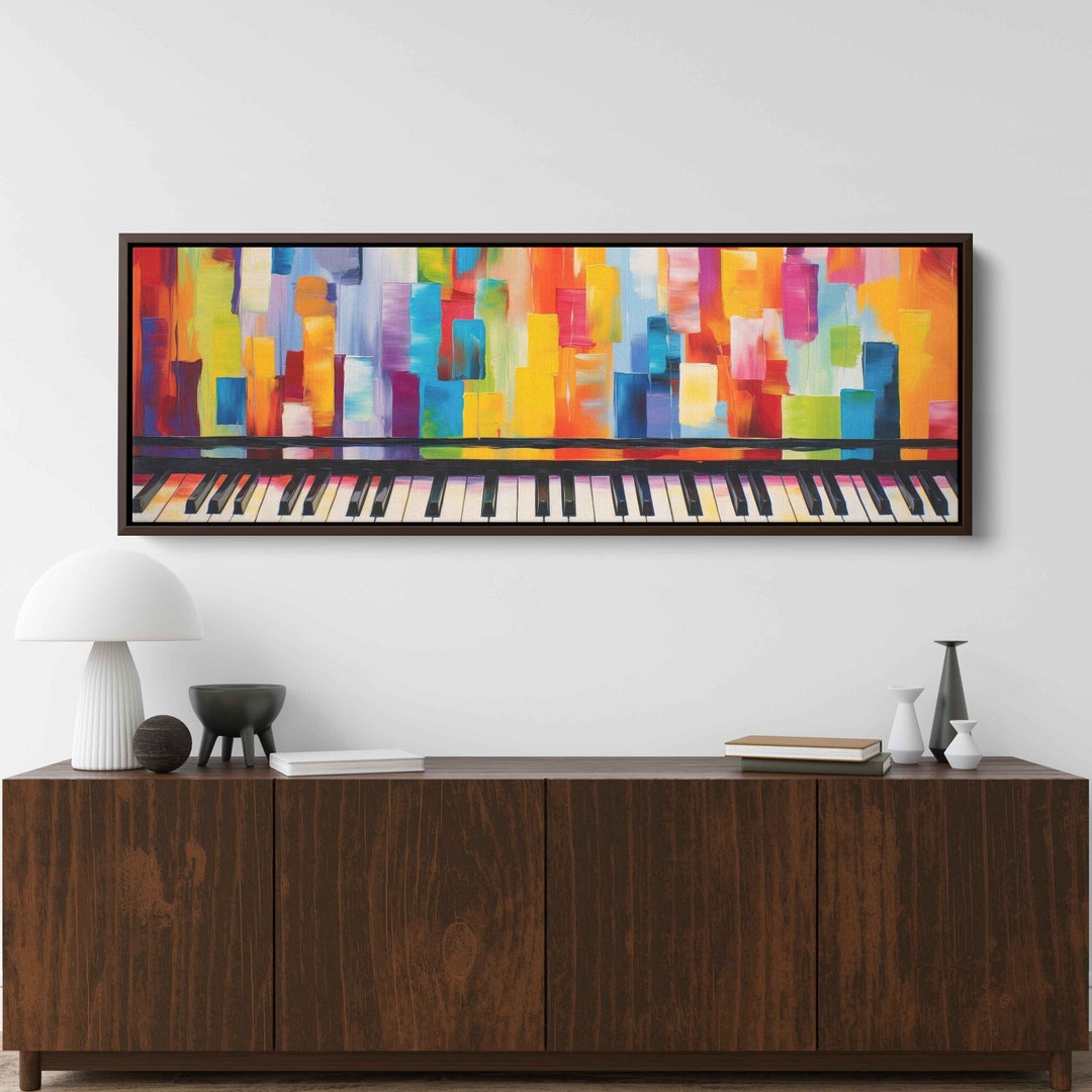 Panoramic Rainbow Piano Keys Abstract, Canvas Wall Art Print, Ready to ...