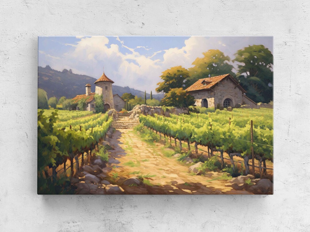 Beautiful Rustic Vineyards Painting, Canvas Wall Art, Reproduction ...