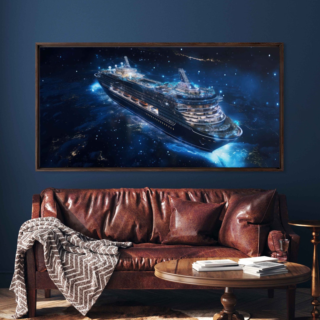 Celestial Cruise Ship Galaxy Wall Art Canvas Print, Massive Ship Space ...
