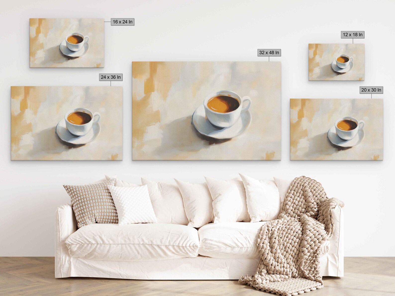 Hot Cup of Coffee Wall Art Canvas Print, Warm Colors, Gift for Her ...