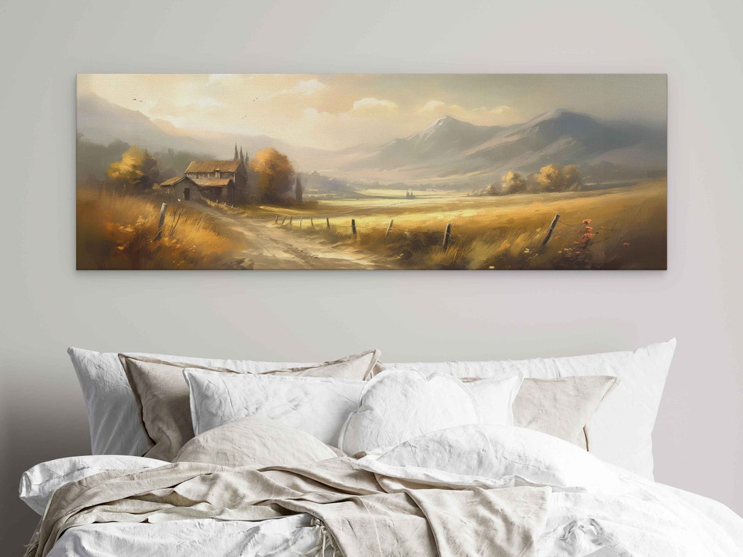 Panoramic Home on the Prairie, Country Fields With Mountains ...