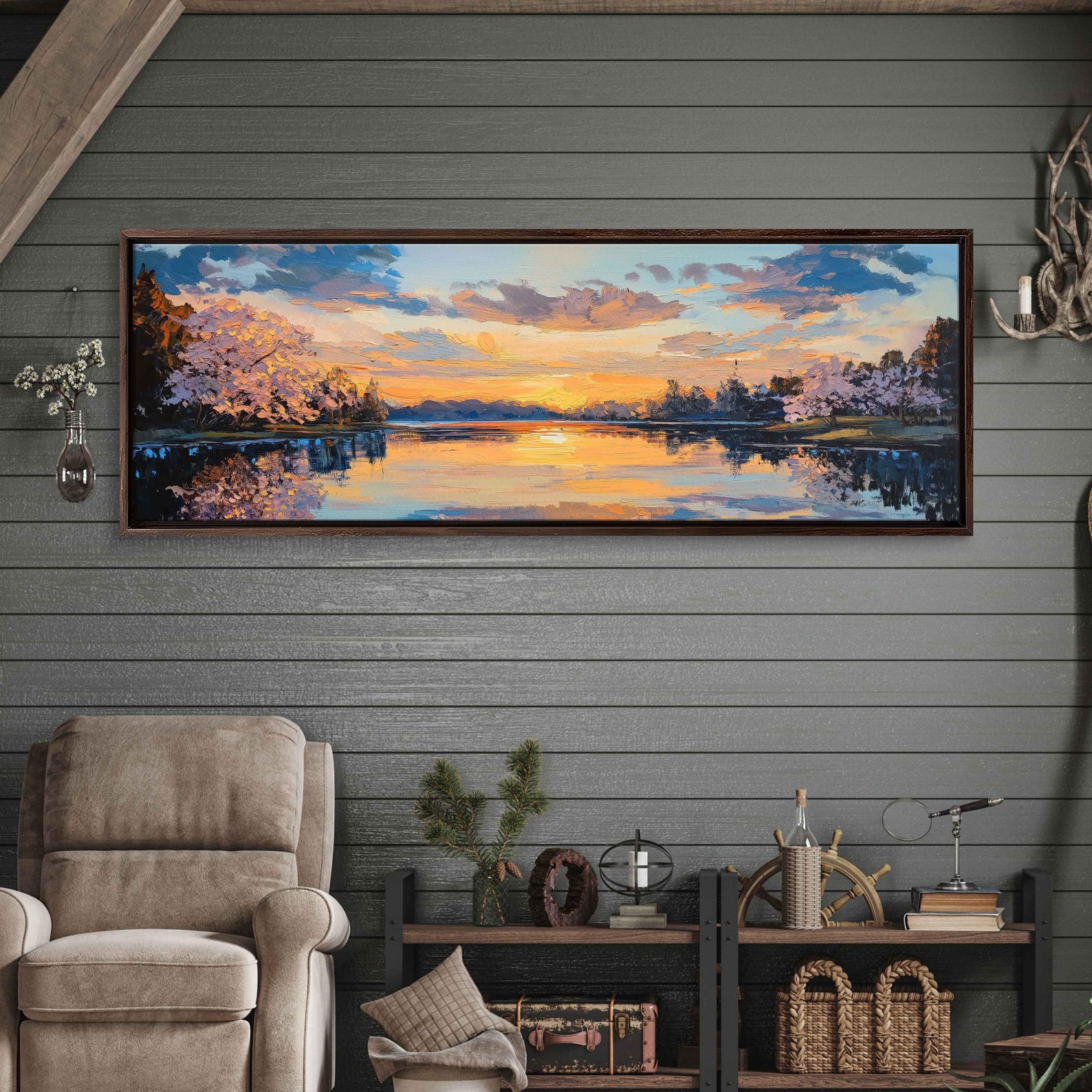 Breathtaking Spring Landscape, Wall Art Canvas Print, Fiery Sunset ...