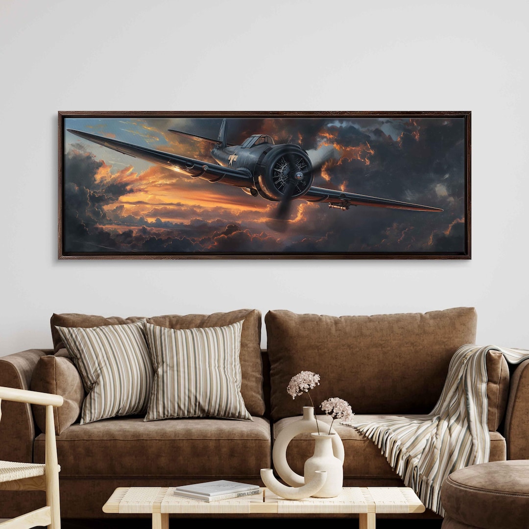 World War Ii Fighter Jet Wall Art Canvas Print, Aviation Painting ...