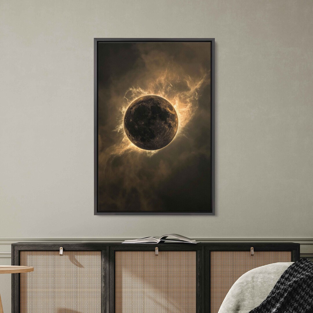 Solar Eclipse Wall Art Canvas Print, Celestial Phenomenon, Moon Sun Phases, Outer Space Art ...