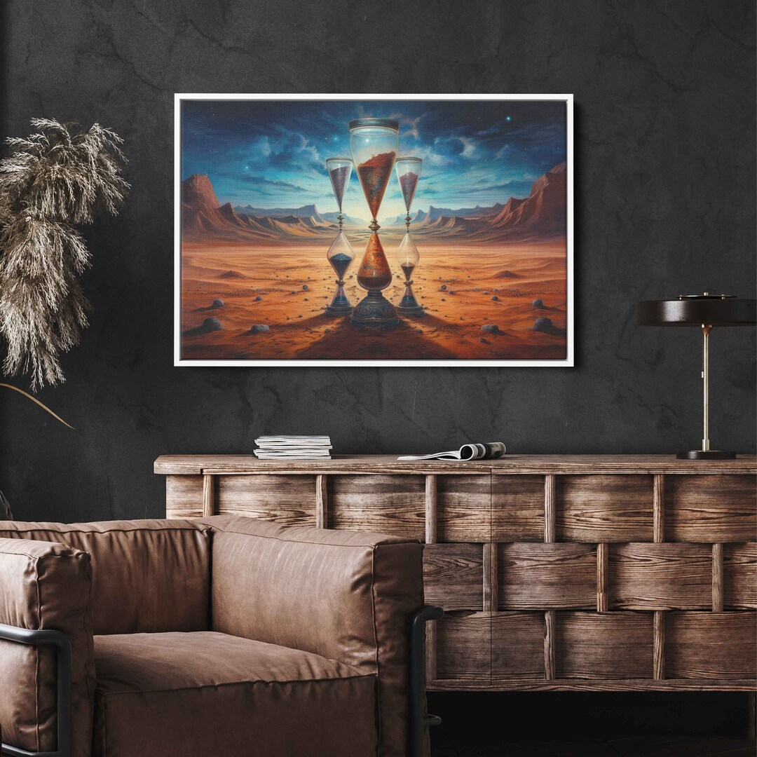 Surreal Hourglass in Desert Painting, Digital Reproduction Print on ...