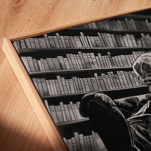 Skeleton in Library Reading Book Ink Art Painting Wall Art Canvas Print ...