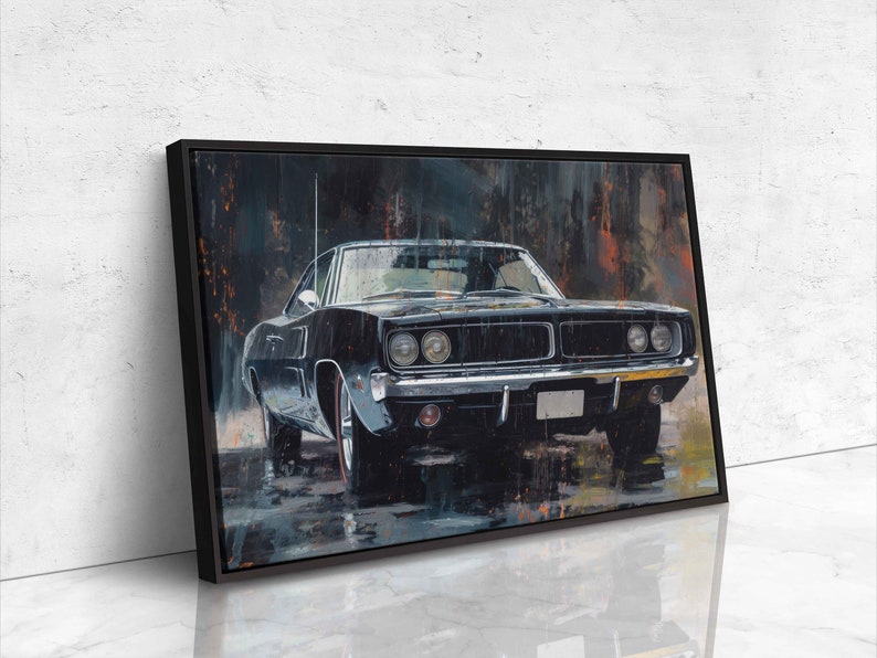 1968 Dodge Charger Semi-abstract Ink Splatter | Digital Print on Canvas ...