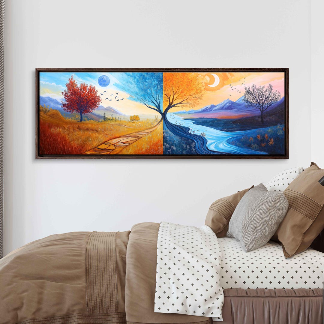 Changing Seasons Landscape, Wall Art Canvas Print, Autumn to Winter ...