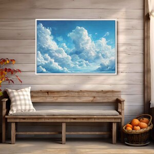 Fluffy White Clouds, Blue Sky, Canvas Wall Art Print, Ready to Hang - Etsy