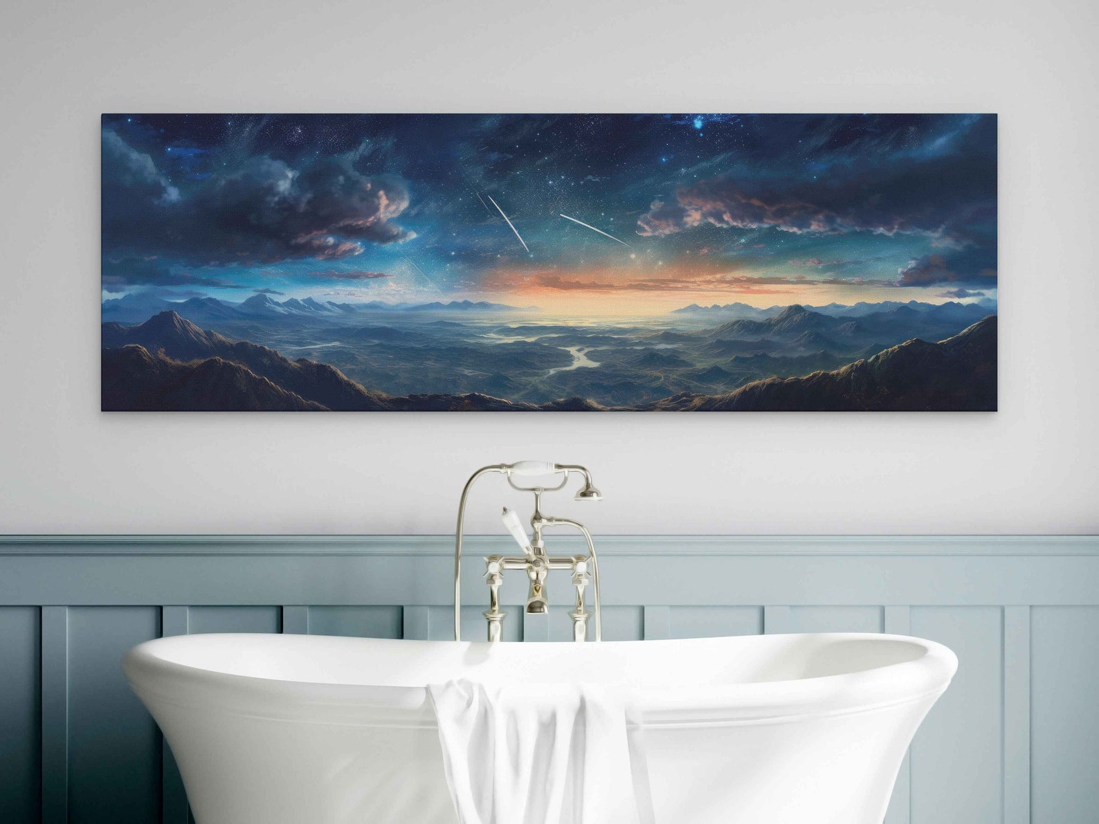 Celestial Panoramic Landscape Wall Art, Digital Print on Canvas, Ready ...