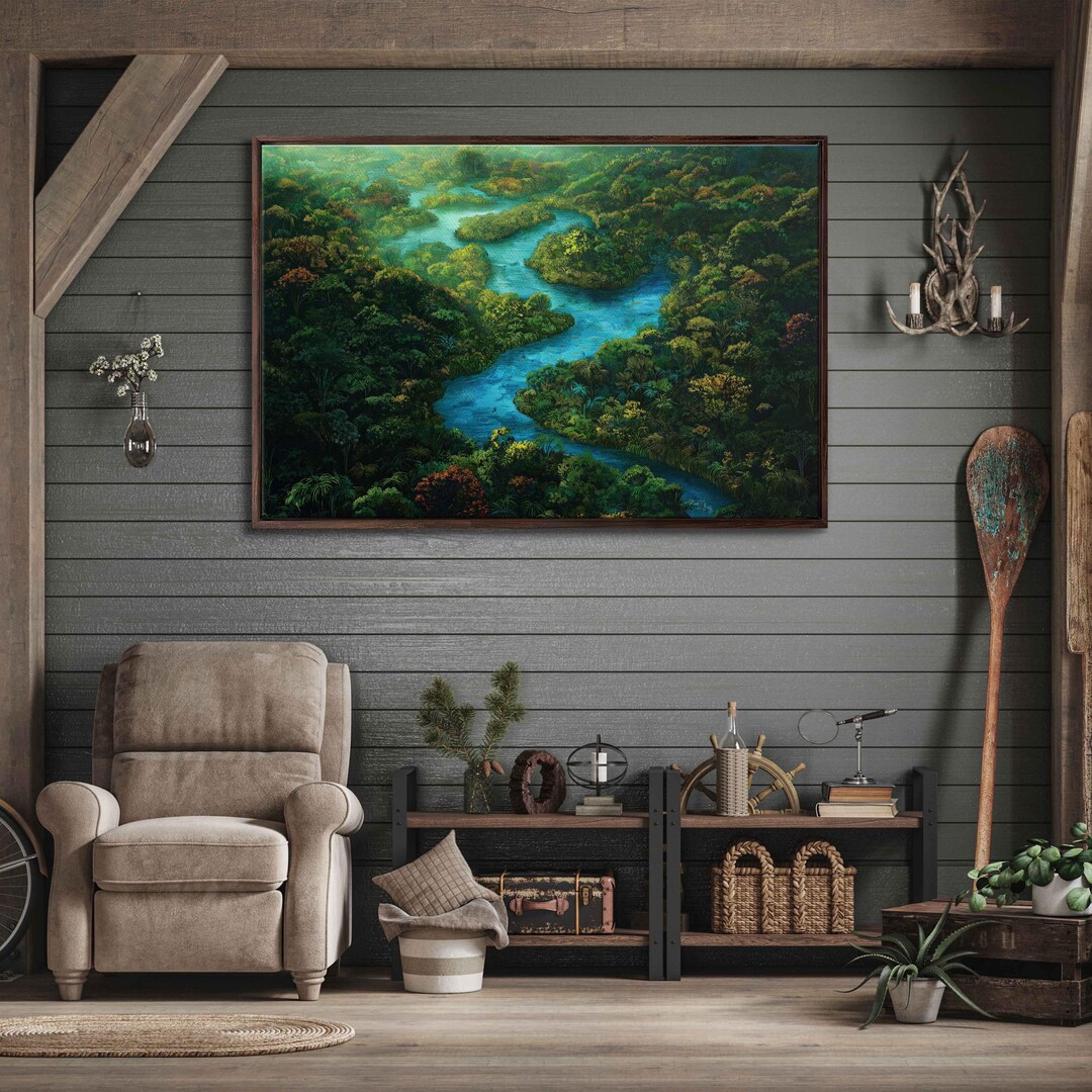 Amazon River Through Rainforest, Wall Art Canvas Print, Vibrant ...