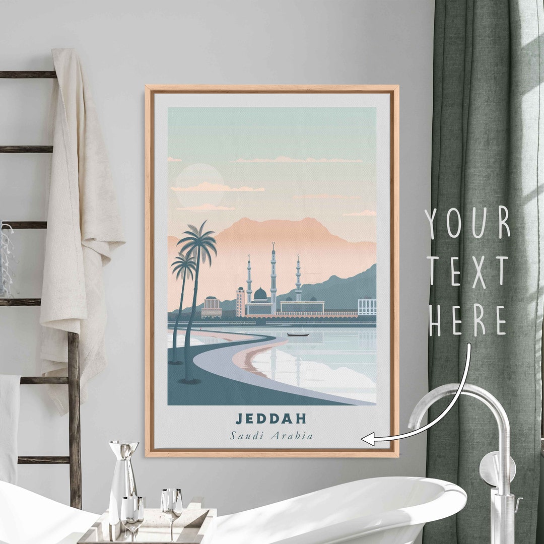 Jeddah Saudi Arabia Acrylic Painting Travel Art, Framed Canvas Wall Art ...