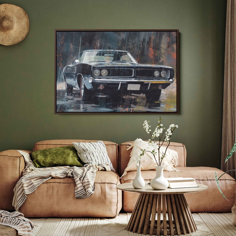 1968 Dodge Charger Semi-abstract Ink Splatter | Digital Print on Canvas ...
