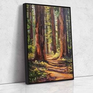 Acrylic Redwood Forest Path Wall Art Canvas Print, Gift for Nature ...